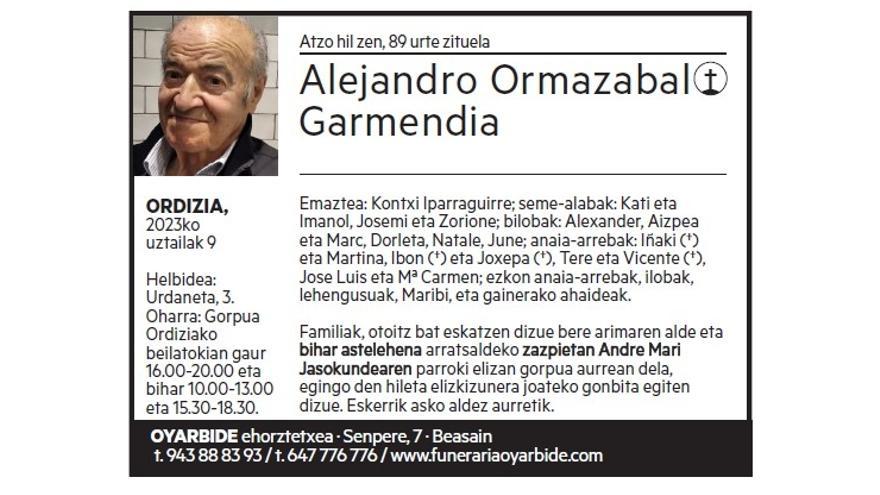 ALEJANDRO ORMAZABAL GARMENDIA