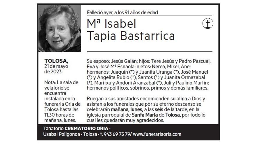 Mª Isabel Tapia Bastarrica