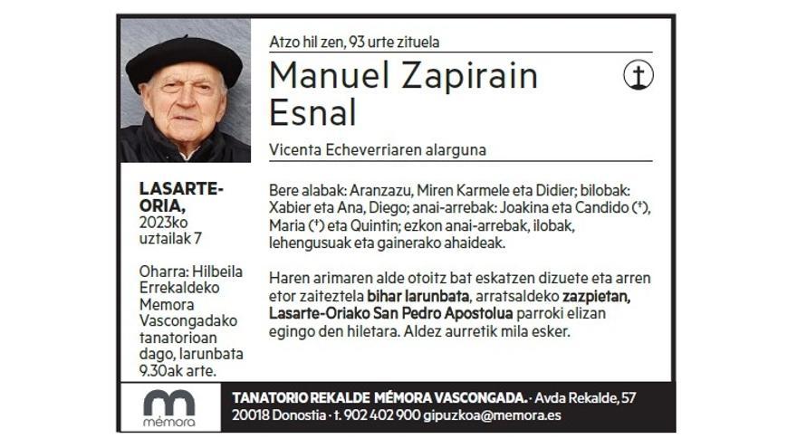 MANUEL ZAPIRAIN ESNAL