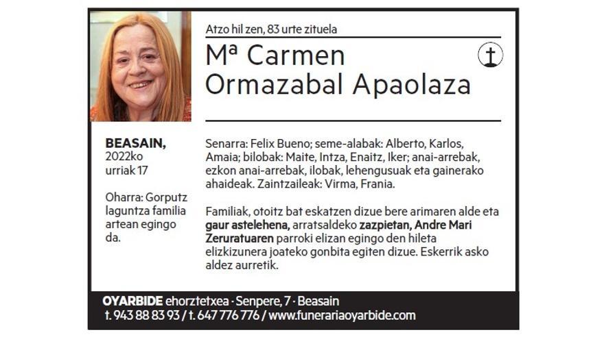 Mª Carmen Ormazabal Apaolaza