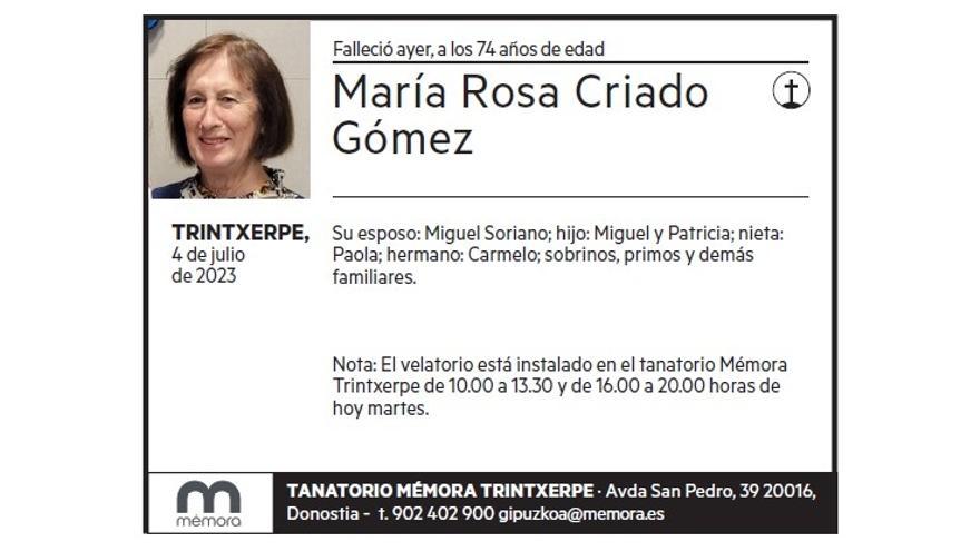 MARIA ROSA CRIADO GOMEZ
