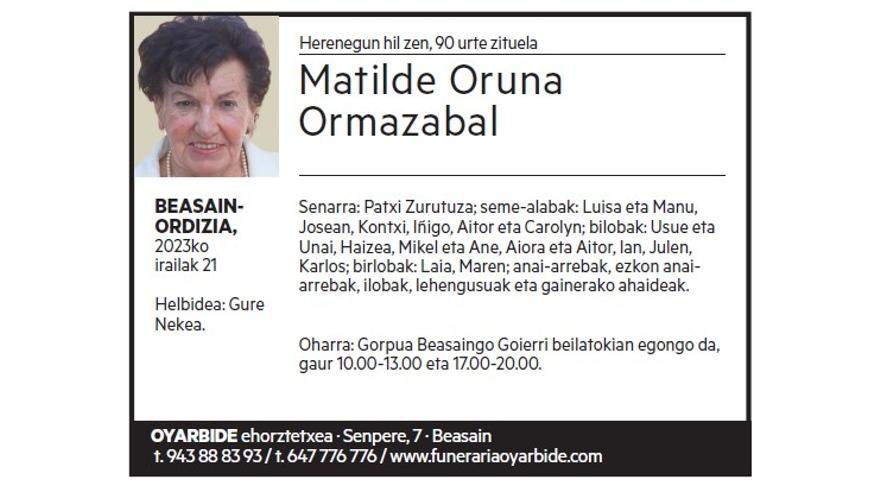 MATILDE ORUNA ORMAZABAL