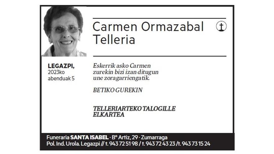 CARMEN ORMAZABAL TELLERIA