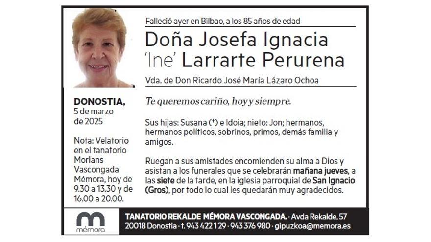 JOSEFA IGNACIA LARRARTE PERURENA