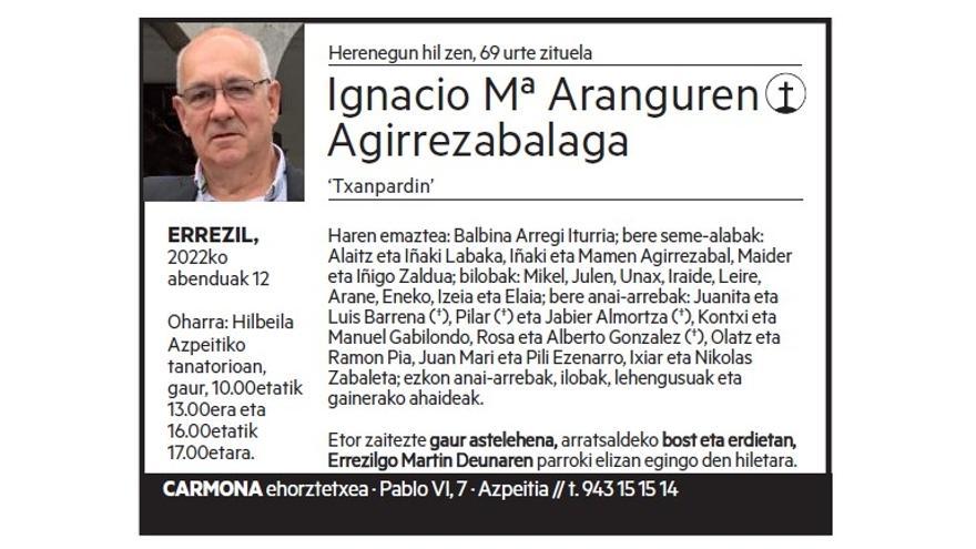 Ignacio Mª Aranguren Agirrezabalaga