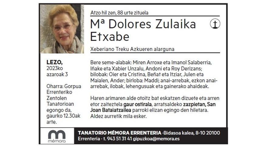 Mª DOLORES ZULAIKA ETXABE