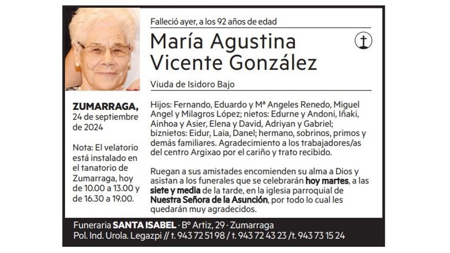 MARIA AGUSTINA VICENTE GONZALEZ