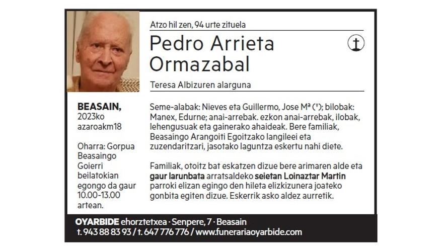 PEDRO ARRIETA ORMAZABAL