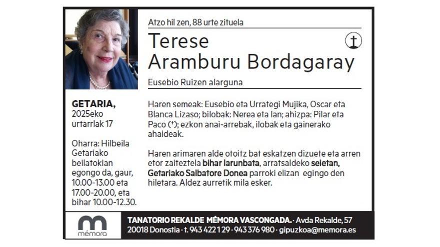 TERESE ARAMBURU BORDAGARAY