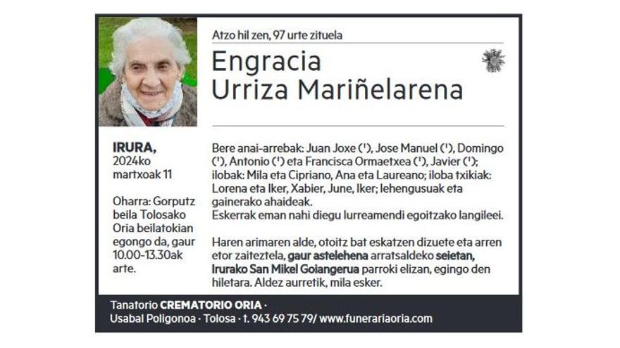 ENGRACIA URRIZA MARIÑELARENA