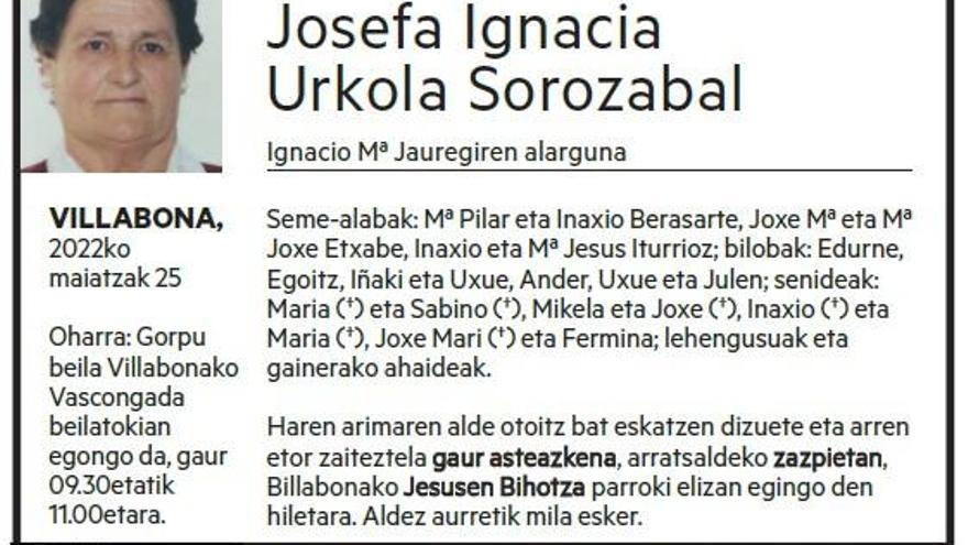 Josefa Ignacia Urkola Sorozabal