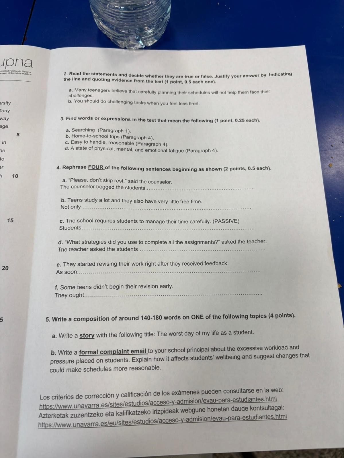 ¿qué Nota Sacaría En Examen De La Pau De Inglés De Navarra